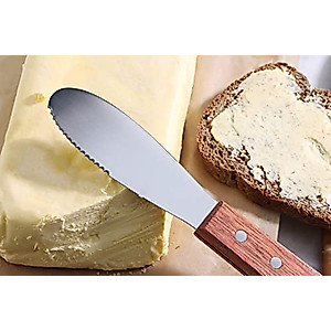 New Star Foodservice 43006 Wood Handle Butter Spreader, 7.5-Inch, Silver, Set of 4