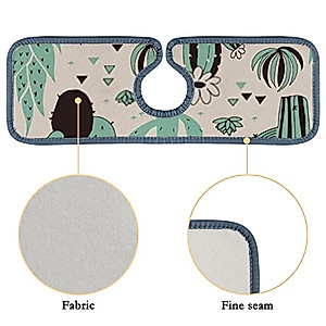 Kitchen Faucet Absorbent Mat 4 Pieces Pattern with Cactuses and Flowers Faucet Sink Splash Guard Bathroom Counter and RV,Faucet Counter Sink Water Stains Preventer