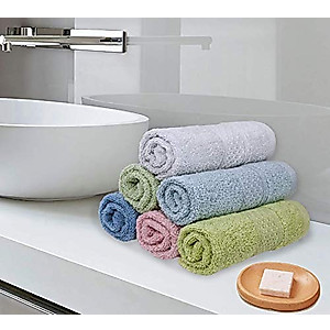 Cleanbear Cotton Hand Towels and Wash Cloths Set with Assorted Colors (6 Towels and 6 washcloths)