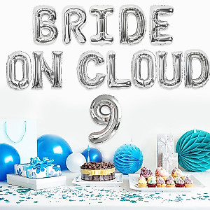 On Cloud 9 Bachelorette Decorations Cloud Bridal Shower Decorations Bride on Cloud 9 Balloon Banner Cloud Foil Balloon Diamond Balloon for Bridal Shower Wedding Shower Birthday