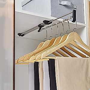 ZJchao Heavy Duty Retractable Closet Pull Out Rod Wardrobe Clothes Hanger Rail Towel Ideal for Closet Organizer Polished Chrome (30cm/ 11.8 Inches)