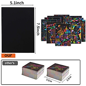 IRuiYinGo Scratch Art Paper for Kids - 64Pcs Rainbow Magic Scratch Off Sheet for DIY Art Craft Project, Birthday Christmas Easter Gifts Party Favors