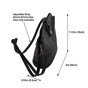 Fioretta Italian Genuine Leather Crossbody Bag Shoulder Bag Purse Snap Closure For Women - Black