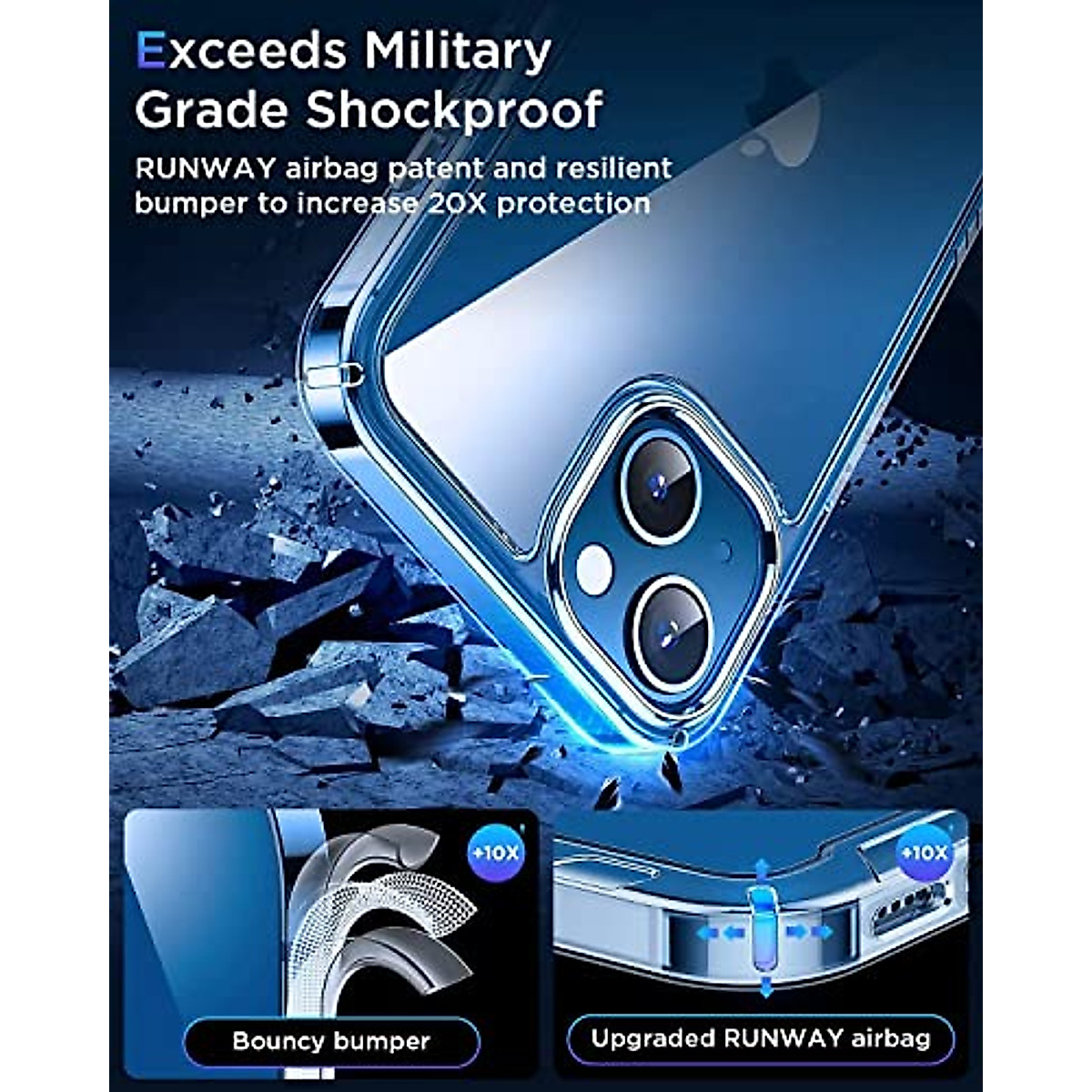 Humixx Designed for iPhone 13 Case, [Not Yellowing] [Military Grade Drop Tested] [Anti-Scratch & Anti-Fingerprint] Clear PC Back with Soft Black TPU Bumper, Slim Fit Protective Case for 13 Phone