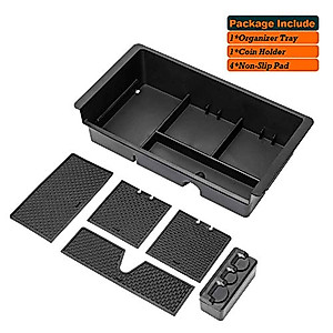 Center Console Organizer Fit for 2015-2020 Chevy Tahoe/Suburban/GMC Yukon|2014-2018 Chevrolet Silverado/GMC Sierra 1500, 2500/3500HD(2015-2019), Armrest Storage Box Tray with Coin Holder, 22817343…