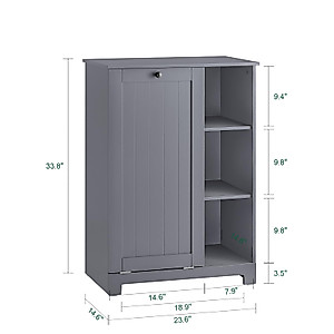 SoBuy Bathroom Laundry Cabinet with Tilt-Out Laundry Hamper and 3 Shelves, Bathroom Storage Cabinet, Gray BZR105-DG