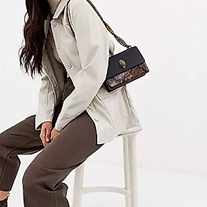 Kurt Geiger Women’s Shoreditch Snake Embossed Black Leather Small Crossbody Shoulder Bag