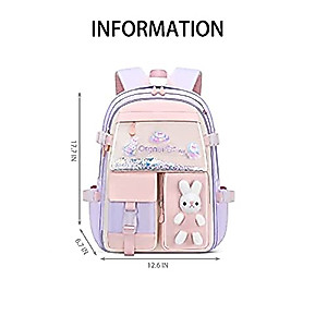 oygejmt Girls Backpack Cute Rabbit Elementary School bags Middle Bookbags Casual Daypack Backpacks Durable Lightweight Travel Bags (Blue)