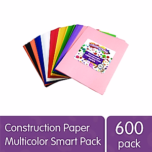 Colorations Color Construction Paper, Smart Pack, Assorted Color Paper, Colored Paper, Coloring Paper, Drawing, Craft Paper,Classroom Supplies, Kids Construction paper, 600 Sheets,Home,Home School Use