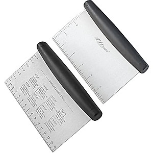 ALLTOP® Bench Scraper & Chopper,Stainless Steel Blade Knife,Pastry Cutter for Pasta Dough Bread Cake Baking,Multi-purpose Kitchen Tool with Scale Ruler - Set of 2 Pack