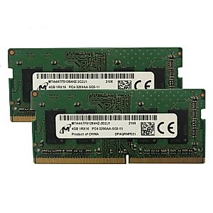Micron 8GB KIT(2 x 4GB) DDR4 3200MHz PC4-25600 1.2V 1R x 16 SODIMM Laptop RAM Memory Module MTA4ATF51264HZ-3G2J1,OEM Package
