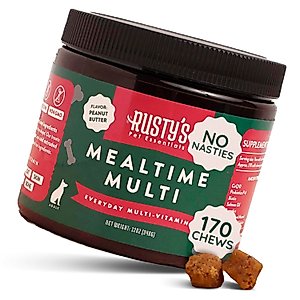 Premium Dog Multivitamin Supplement (170 Chews) - Mealtime Multi - with CoQ10 - Probiotics - Pumpkin - Immune Support - Promotes Better Joint Mobility - Healthy Skin & Coat - Made in The USA