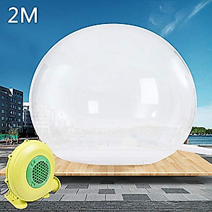Bubble Tent Outdoor Party Wedding Inflatable Air Blower Bubble Tent Single Tunnel Luxury Dome Bubble Tent D Ring Secured Camping Gazebo 6.5Ft (Fully Transparent(Round))