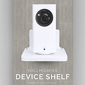 BRAINWAVZ Drill Free Wall Mount Shelf for Security Cameras, Baby Monitors, Speakers & More, Universal Holder, Strong Adheasive, Easy to Install, No Mess, Screwless (White)