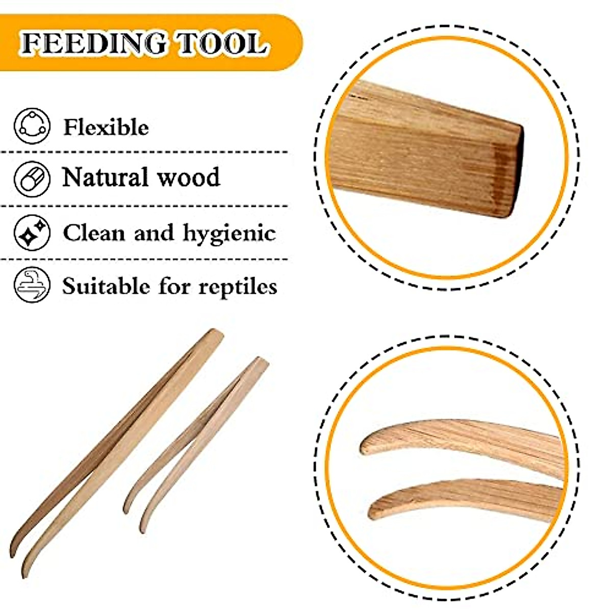 ASOCEA Reptile Bamboo Tweezers Lizard Feeder Tongs Feeding Tools for Bearded Dragons Lguanas Lizards Turtles Geckos Corals(Pack of 2)