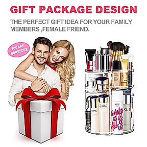 Artbisons 360 Rotating Makeup Organizer, 7 Layers Adjustable Large Capacity Cosmetics Organizer Spinning Perfume Organizer for Vanity Fits Brushes Nail Polish (Clear)