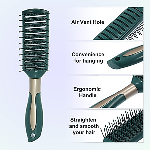 VOCOSTE Vent Hair Brush, Detangling Brush for Women and Men, Wet Hair Brush with Ball Tipped Bristles for All Hair Types, Green