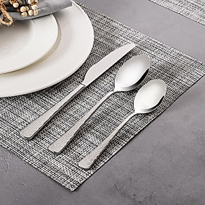 KINGSTONE 4-Piece Dinner Spoons, 18/10 Stainless Steel Soup Spoons Set, 8" Hammered Metal Spoons for Home, Kitchen or Restaurant, Non-toxic & Mirror Polished, Dishwasher(Dinner Spoons Set, 4 PCS)