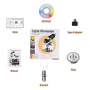 Bysameyee USB Microscope, Digital Handheld 40X-1000X Magnification Endoscope Mini Video Camera with 8 Adjustable LED Lights, Compatible with Windows 7/8/10/11 Mac Linux Android (with OTG)