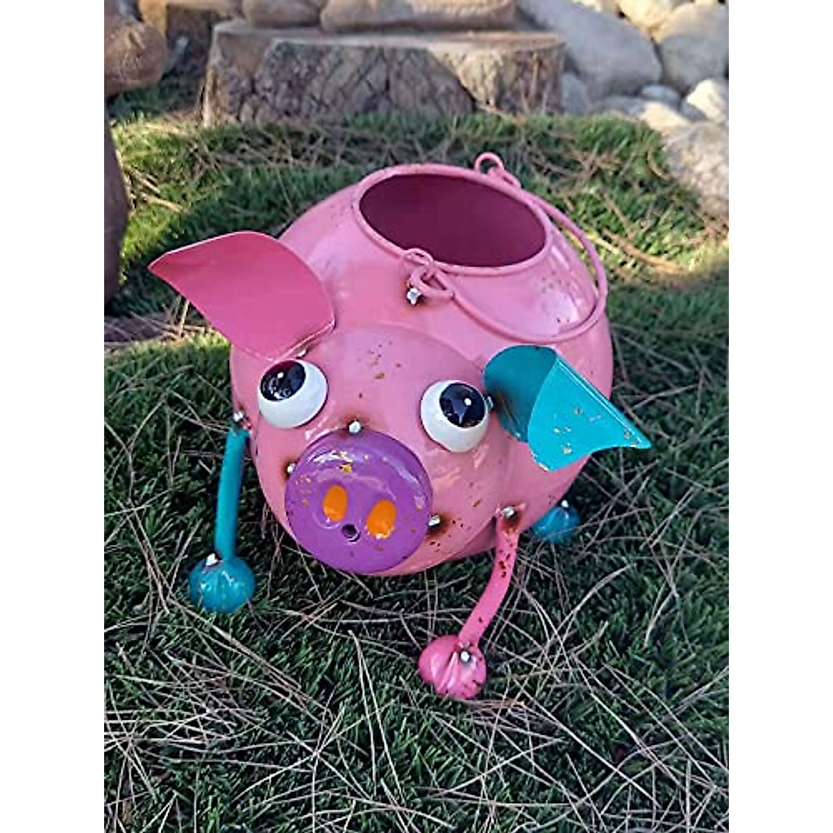 Fun Colorful Enameled Metal Watering Can - Pig, Continental Art Center Inc. CAC193001B