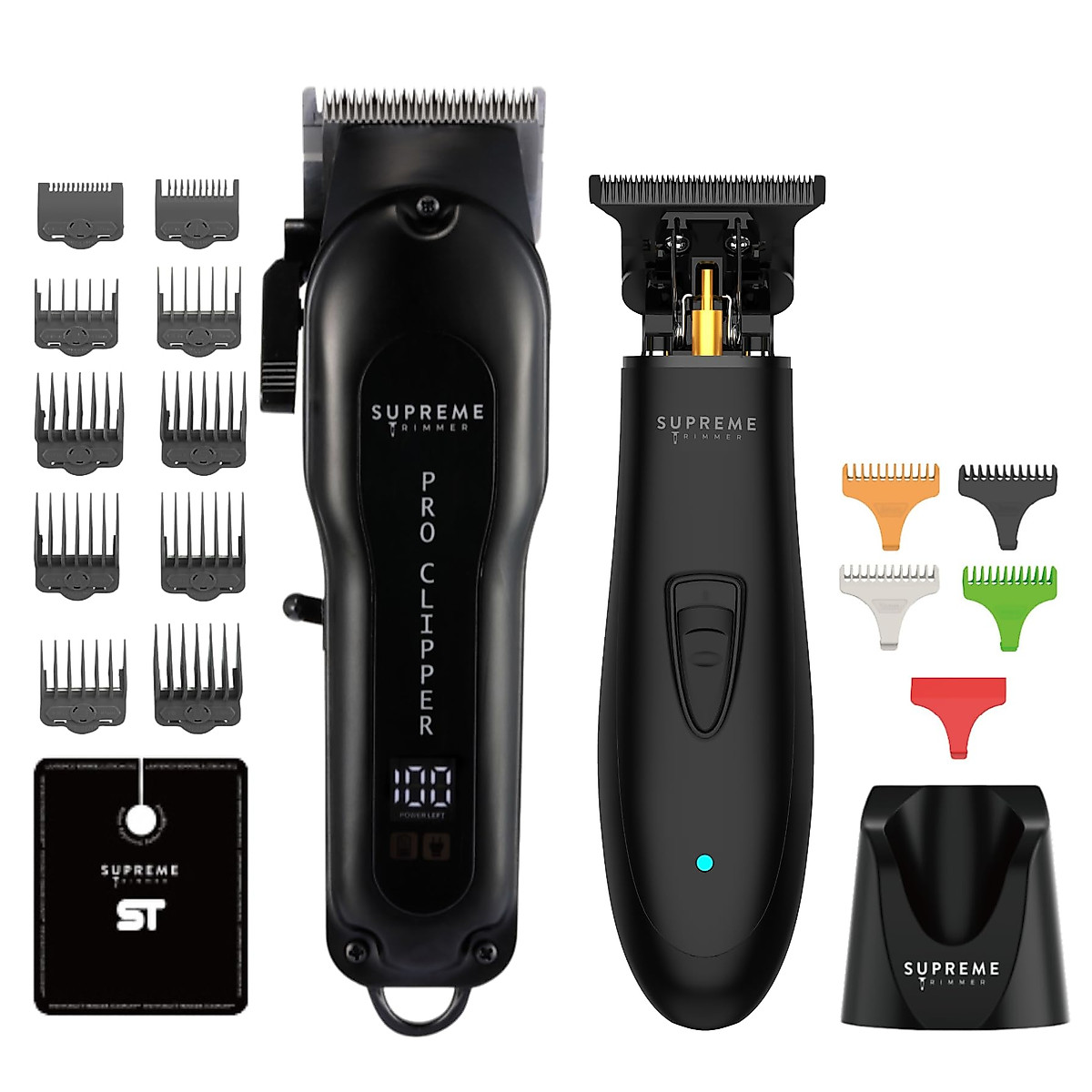 Supreme Trimmer 2-in-1 Pro Clipper & DLC T-Shaper Combo | Professional Beard Trimmer ST5206 & Hair Clipper STC5030 Barber Kit | Black