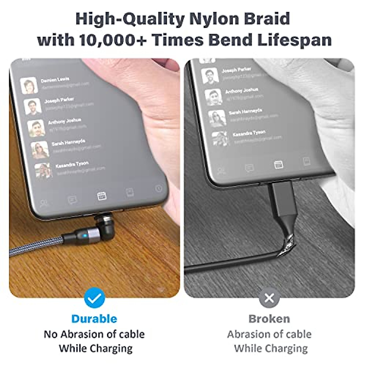 Aripps Magnetic Charging Cable 4 Pack (3.3ft/6.6ft/6.6ft/10ft), 540 Degree Rotating Magnetic Phone Charger Cable, 3 in 1 Nylon Braided Magnetic USB Cable for Type C, Micro USB