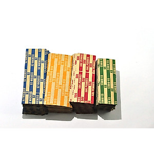 300 Assorted Bundle Flat Striped Coin Wrappers, 75 of Each
