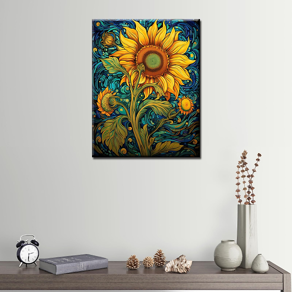 Abstract Sunflowers DIY Paint by Numbers for Adults Graffiti Flowers Abstract DIY Oil Painting Acrylic Paint Art Painting Kits Canvas with Acrylic Paints Flower Scenery Art 16x20 Inch（Frameless）