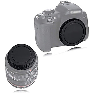 Camera Body Cover & Rear Lens Cap Compatible with Canon Rebel T8 T8i T7 SL3 SL2 SL1 90D 80D 7D 4000D 3000D 2000D w/EF EF-S Lens, 2 Packs