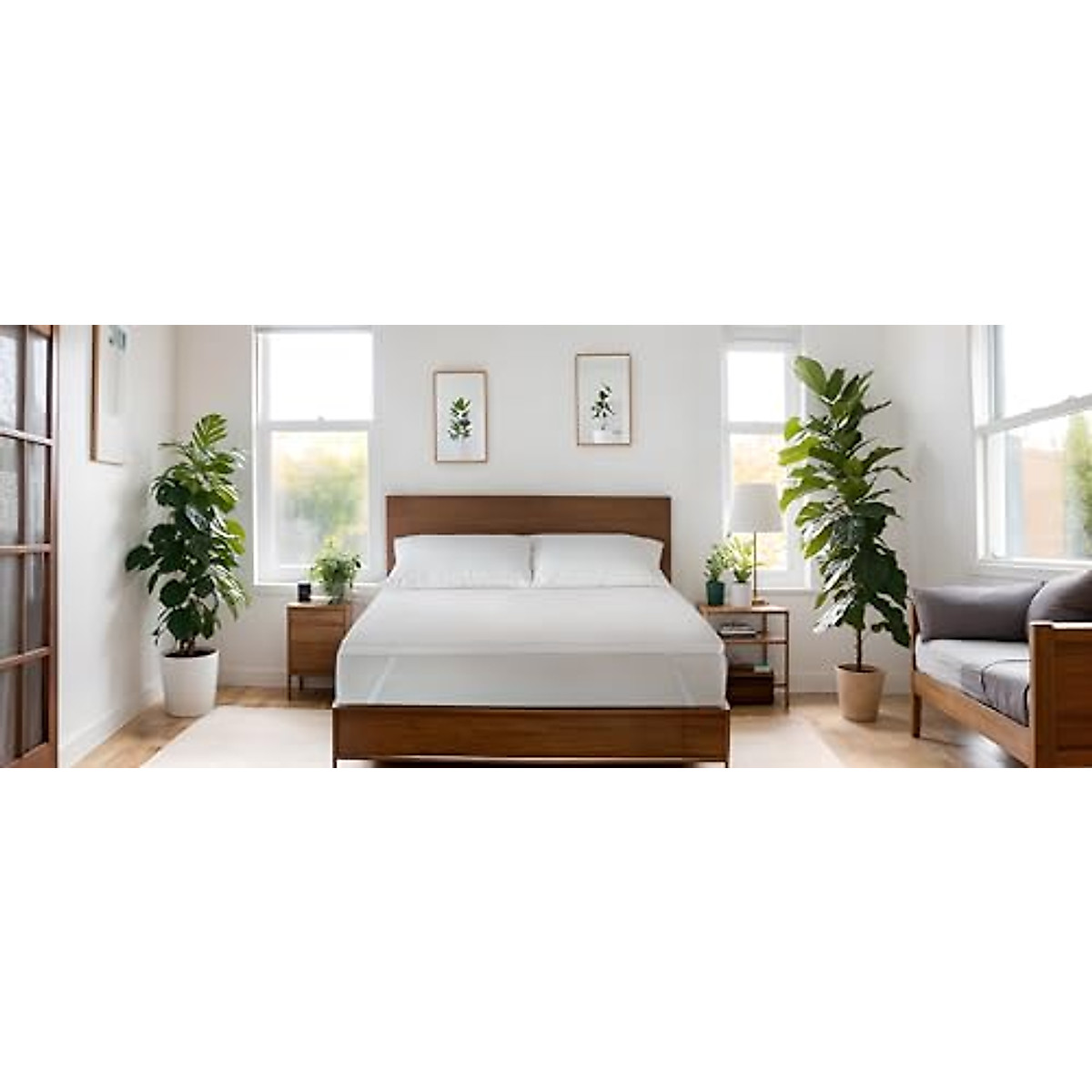 HOOMIC 4 Inch Short Queen Memory Foam Mattress Topper, Lavender Cooling Gel Infusion, Removable Bamboo Cover, Diamond Grid Pattern, CertiPUR-US Certified, Purple