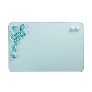 Silicone Craft Mat, 23.62'' x 15.75'' Large Silicone Mat with Compartments Non-Slip Craft Mat for Art Painting, Resin Casting and Jewelry Making (Blue)