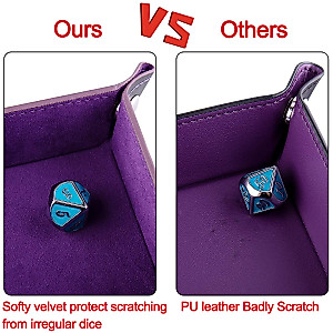 SIQUK 6 Pieces Dice Tray Velvet Folding Square Holder for Dice Games Like RPG, DND, and Other Table Games, 6 Colors
