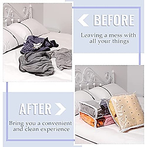 6 Packs Clear Zippered Storage Bags Sweater Storage Bags Plastic Storage Bags for Blankets Clothes Bed Sheet Organizer with Zipper for Closet Linen Sweater Bed Sheet Clothes Pillow (16 x 14 x 4 Inch)