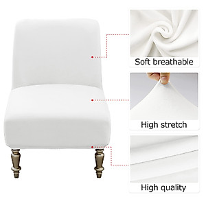 Leorate Armless Accent Slipper Chair Covers,Stretch Armless Chair Slipcover Removable Velvet Fabric Non-Slip Silp Cover for Accent Chair Without Arms Furniture Protector for Living Dining Room Hotel…
