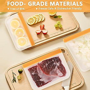 BPA Free Freezer Bags Reusable, Gallon Freezer Bags Silicone, Extra Thick Leakproof Reusable Freezer Bags Silicone and Plastic Free Lunch Bags Food Storage (10 Pack)