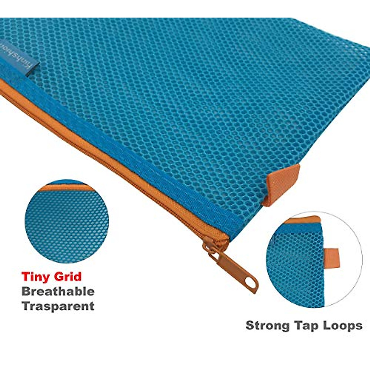 Mesh Zipper Pouch Cosmetic Bags Travel Storage Bags,6 PCS 3 Sizes, Zipper Bags Clear Zipper Pouch Small Organizer bag Zipper Folder Bag 2 Colours