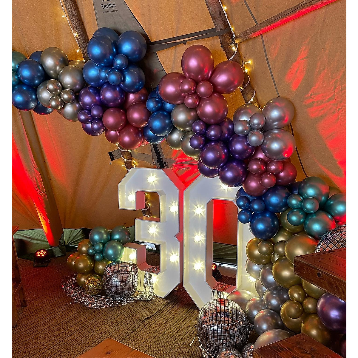 HKYOOD Disco Balloons Garland Arch Kit - 22 18 12 10 5 inch Metallic Purple Blue Hot Pink Green Silver Chrome Disco Balloon with for Birthday Sing Themed 70S 80S 90S Bachelorette Party Decorations