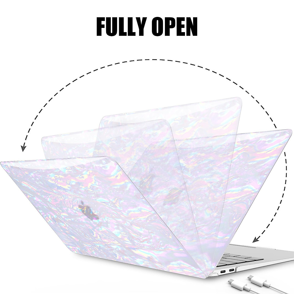 B BELK Compatible with MacBook Air 13 inch Case 2022 2021 2020 2019 2018 Release M1 A2337 A2179 A1932 Touch ID, Glitter Pearl Plastic Hard Shell Case+2 Keyboard Cover+Screen Protector, Iridescent
