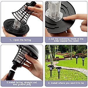 8 Pack 2 in 1 Bug Zapper Outdoor Waterproof Solar Mosquito Killer UV Fly Zapper Ground Plug Light for Home Kitchen Patio Backyard Camping