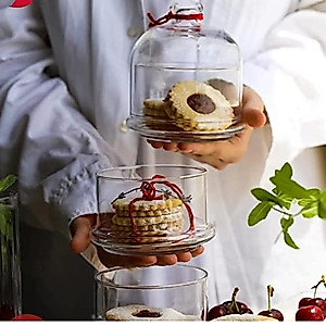 UMS 3-tier glass Stackable jar - Clear Apothecary Jars with Lid - Storage Container for Food, Candy, Biscuit, Cookie, Kitchen and Bathroom Organizer, Glass Pantry Jars