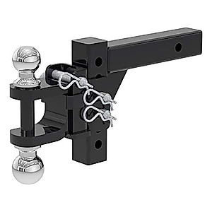 CURT 45049 Adjustable Trailer Hitch Ball Mount, Fits 2-Inch Receiver, 6-1/2-Inch Drop, 2 and 2-5/16-Inch Balls, 10,000 lbs , Black