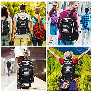 Laptop Bag USB Charging Middle School AV Club College Travel Bookbag 11.8x17.3 inches Backpack Daypack (Black+White)