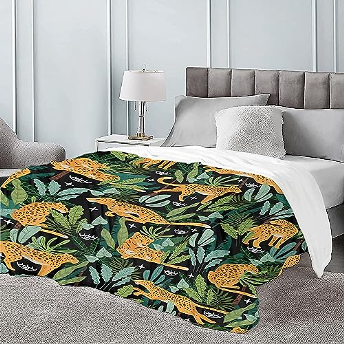 Jungle Leopards Blanket Throw Blankets Gift for Women Men Soft Flannel Cozy Comfy Funny Vegetable for Couch Sofa Bed Office Camping (40"X30") XSmall Size for Toddler