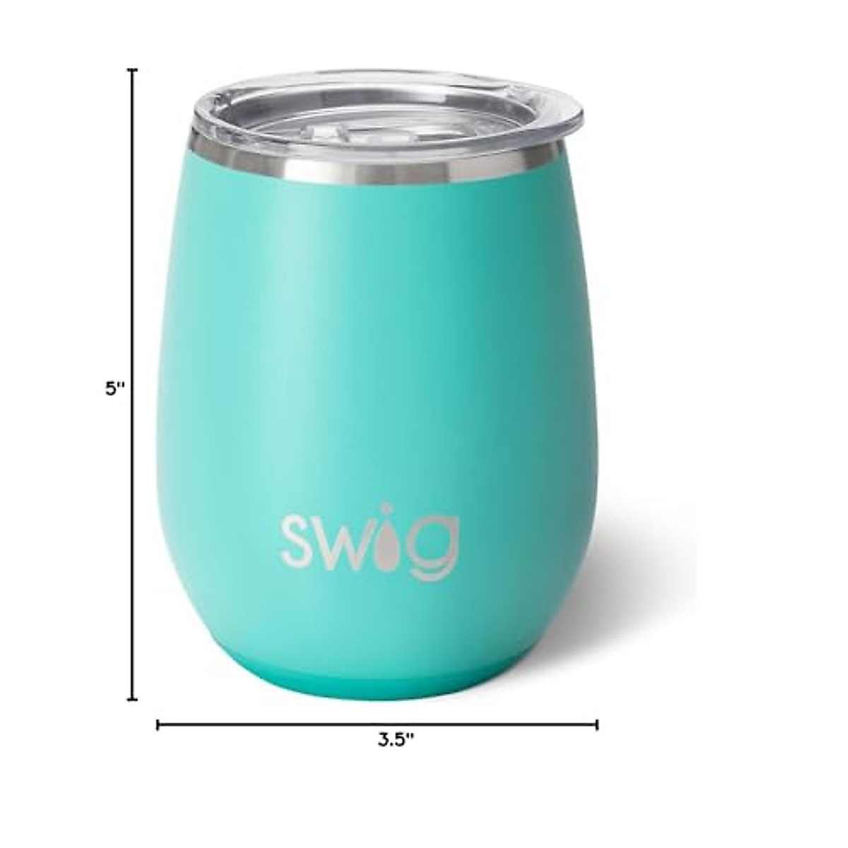 Swig Life 14oz Stemless Wine Cup, Insulated Wine Tumbler with Lid, Stainless Steel Travel Tumbler (Aqua)