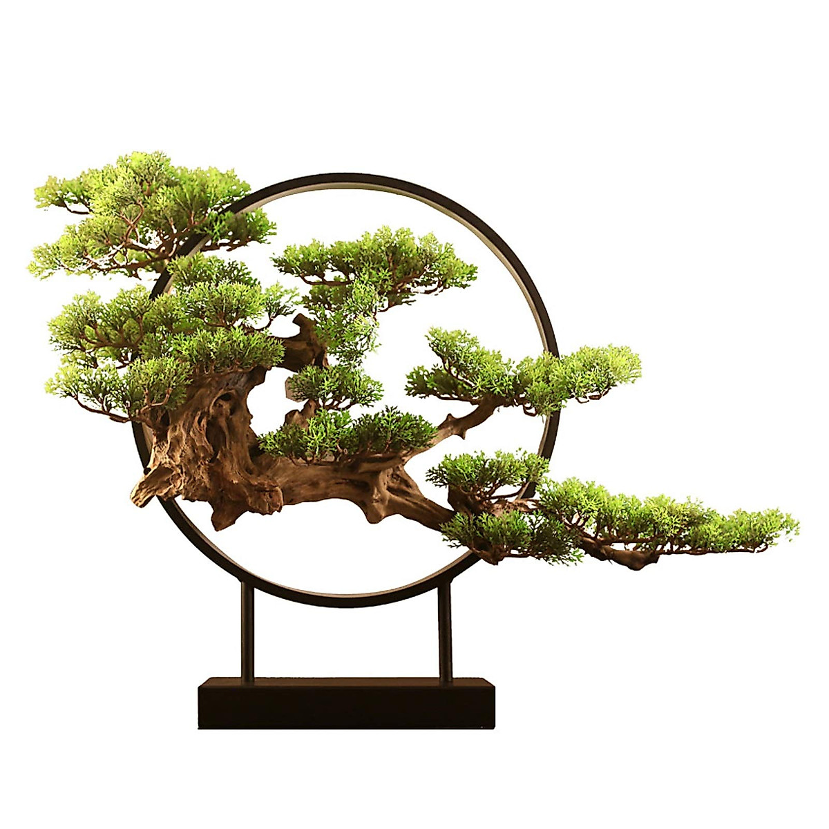 FEIYIYANG Artificial Bonsai Tree Home Decoration Gifts Realistic Faux Bonsai Tree with LED Light Chinese Zen Artificial Indoor Plants for Home Living Room Entrance Office Decoration Artificial Bonsai