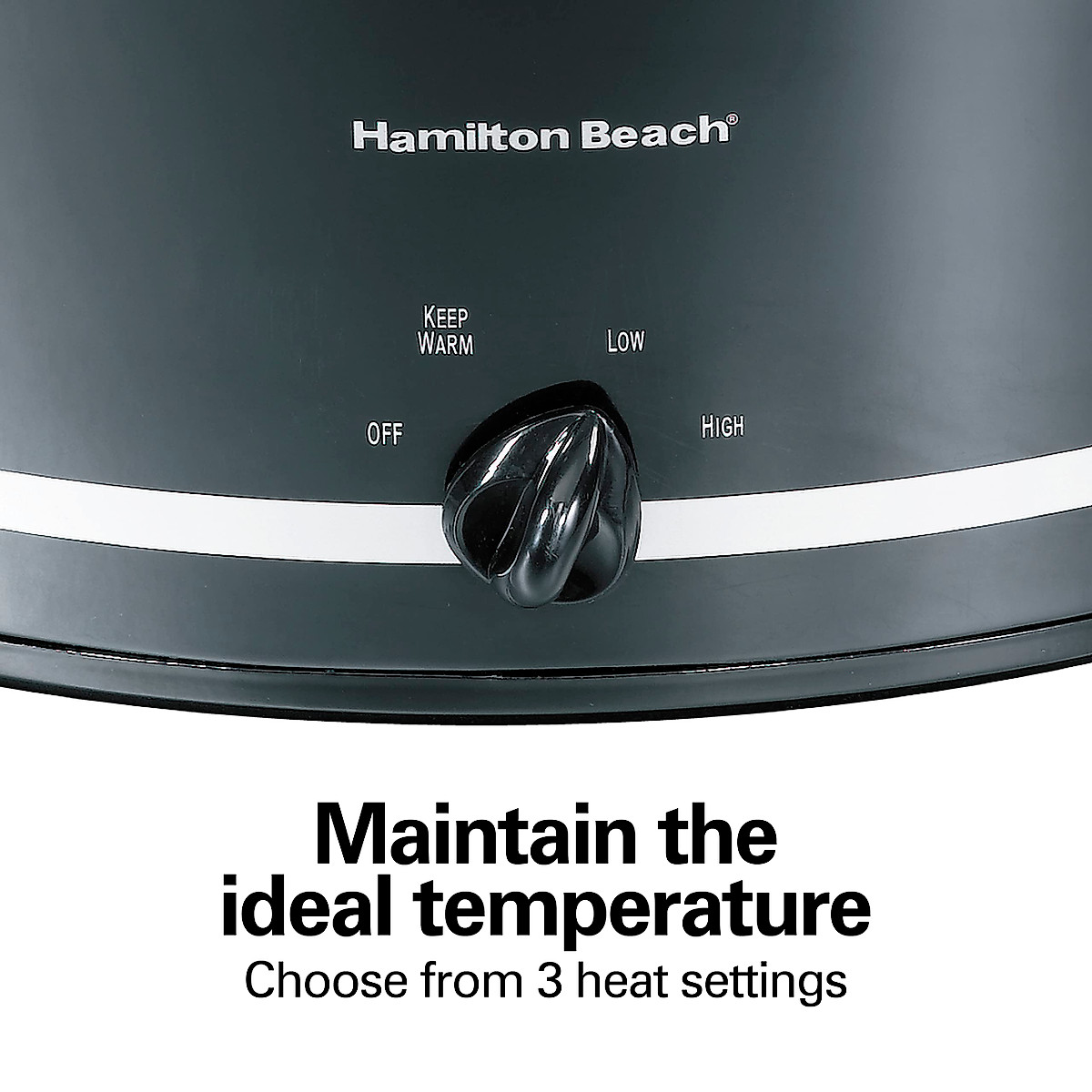 Hamilton Beach Slow Cooker with 3 Cooking Settings, Dishwasher-Safe Stoneware Crock & Glass, 8-Quart Built-In Lid Rest, Black