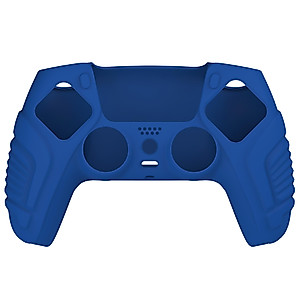 PlayVital Raging Warrior Edition Controller Protective Case Cover for PS5, Anti-Slip Rubber Protector for PS5 Wireless Controller, Soft Silicone Skin for PS5 Controller with Thumbstick Caps - Blue