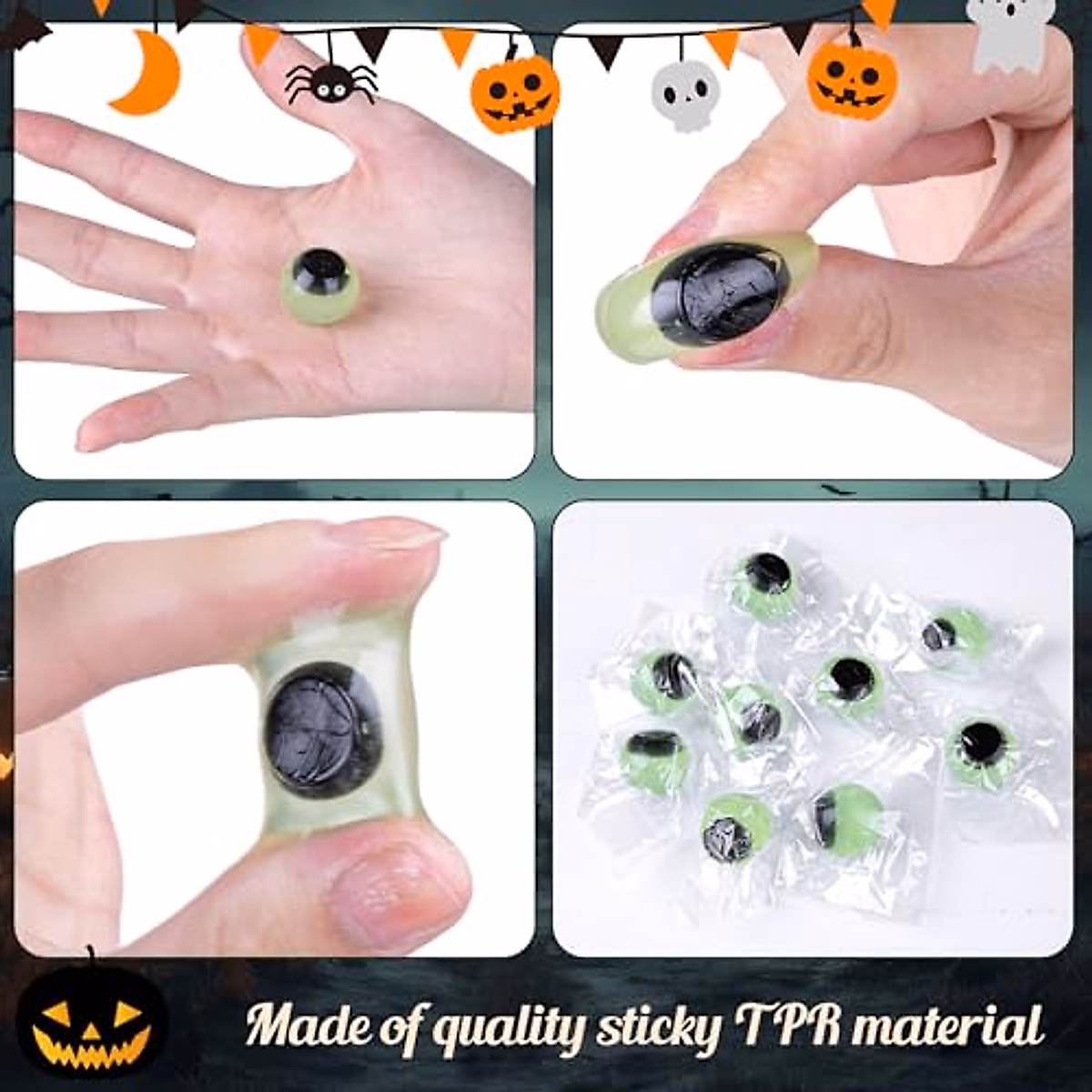 60 Pieces Sticky Eyeballs Glow in the Dark Eyeballs Toy Sticky Luminous Eyeballs for Halloween Party Favors