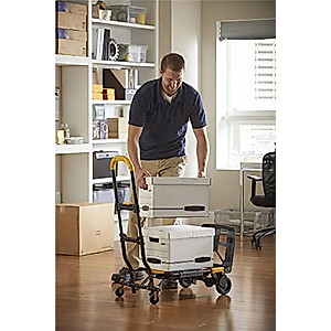 COSCO 12225YGB1E 2-in-1 Folding Hand Truck, 300 lb. Capacity, Multi-Position with Extendable Handle, Black/Yellow
