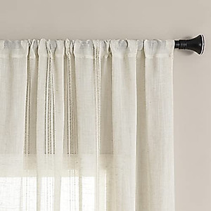 Maison Colette Natural Linen Semi Sheer Privacy Light Filtering Curtain for Living Room, Rod Pocket Transparent Farmhouse Window Drapes,2 Panels,W52 x L63